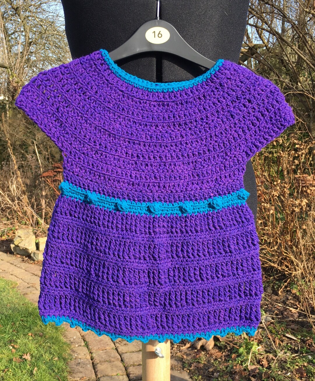 Girls Crochet Top Tunic Purple Tuquoise Age 4 5 - Etsy
