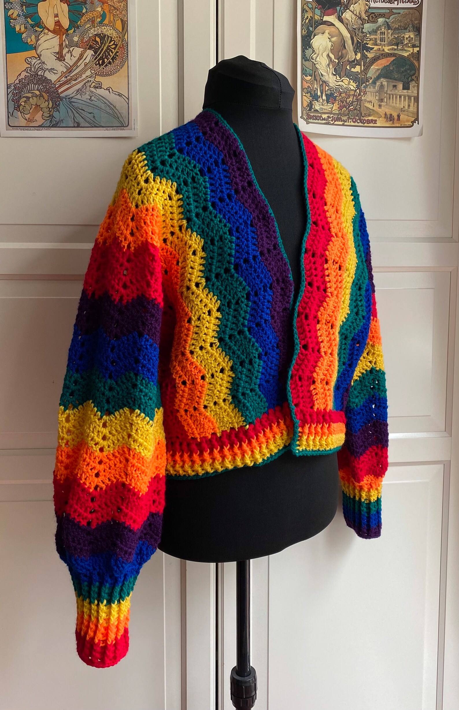 Ripple Crochet Rainbow Jacket Cardigan Medium Large - Etsy