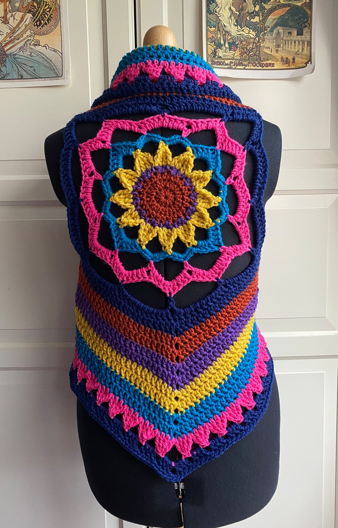 Mandala Dreamcatcher Sunflower Vest Jacket Top Crochet Medium - Etsy