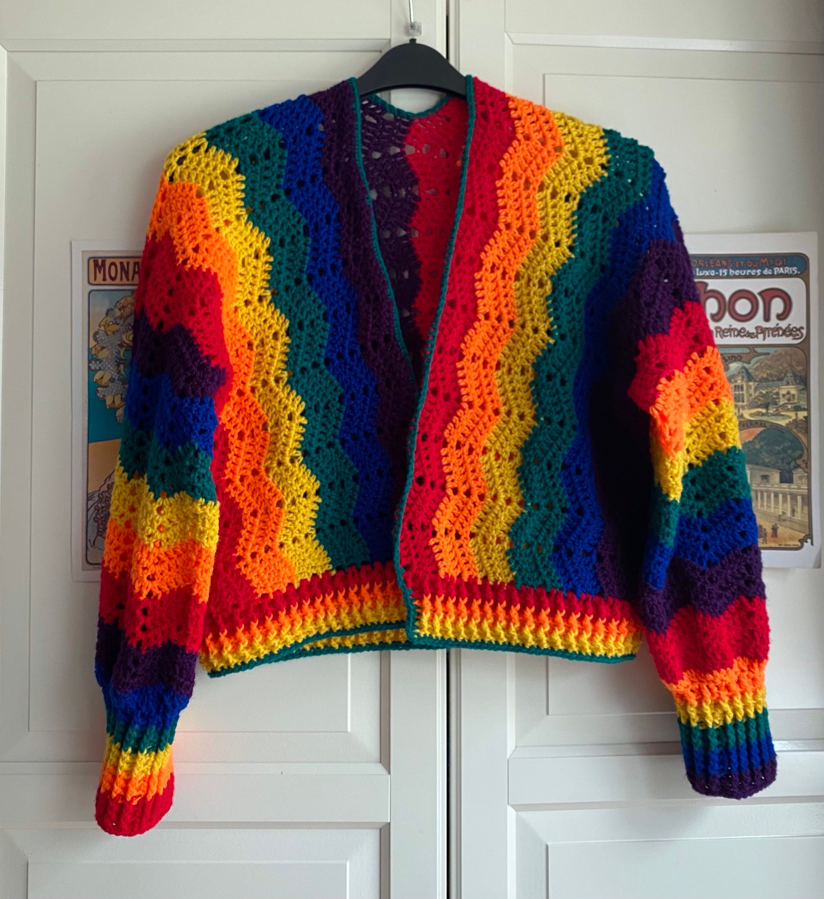 Ripple Crochet Rainbow Jacket Cardigan Medium Large - Etsy