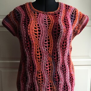 Crochet Wave Sweater Pink Medium Large - Etsy