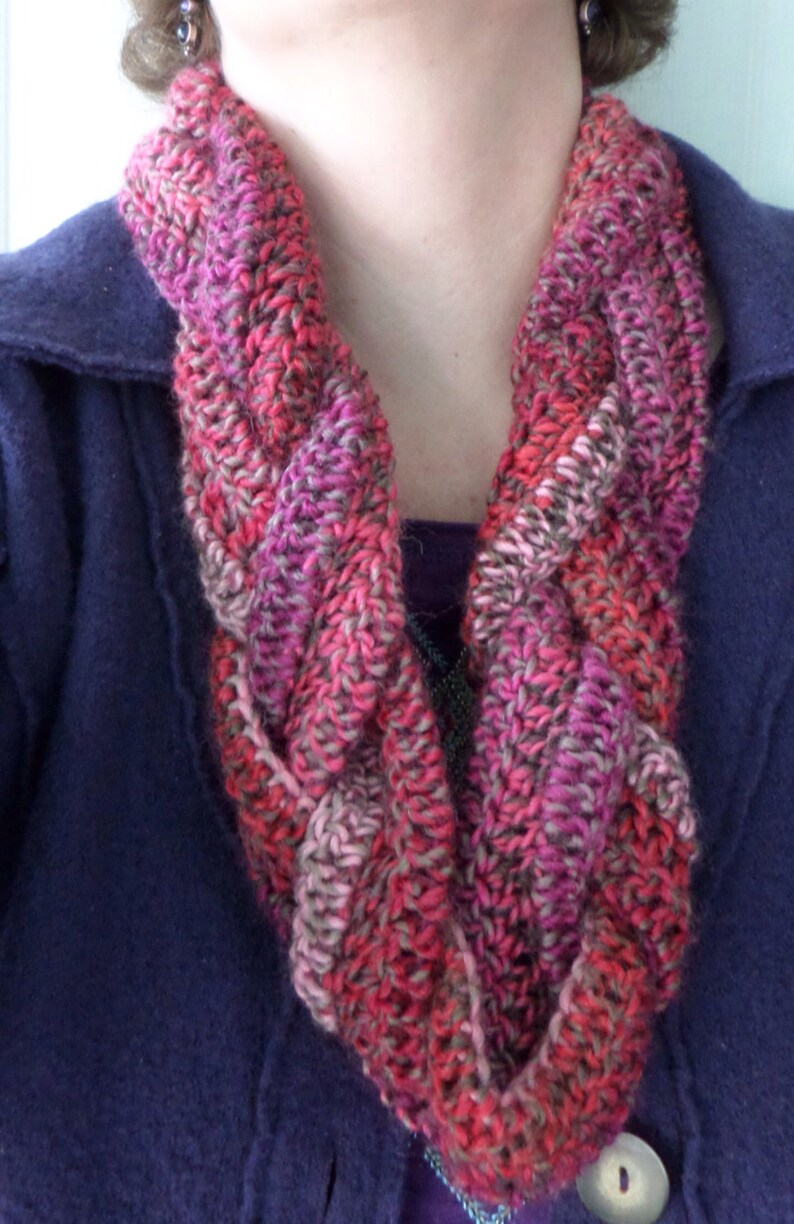 Scarf Braided Infinity Pinks Crochet - Etsy