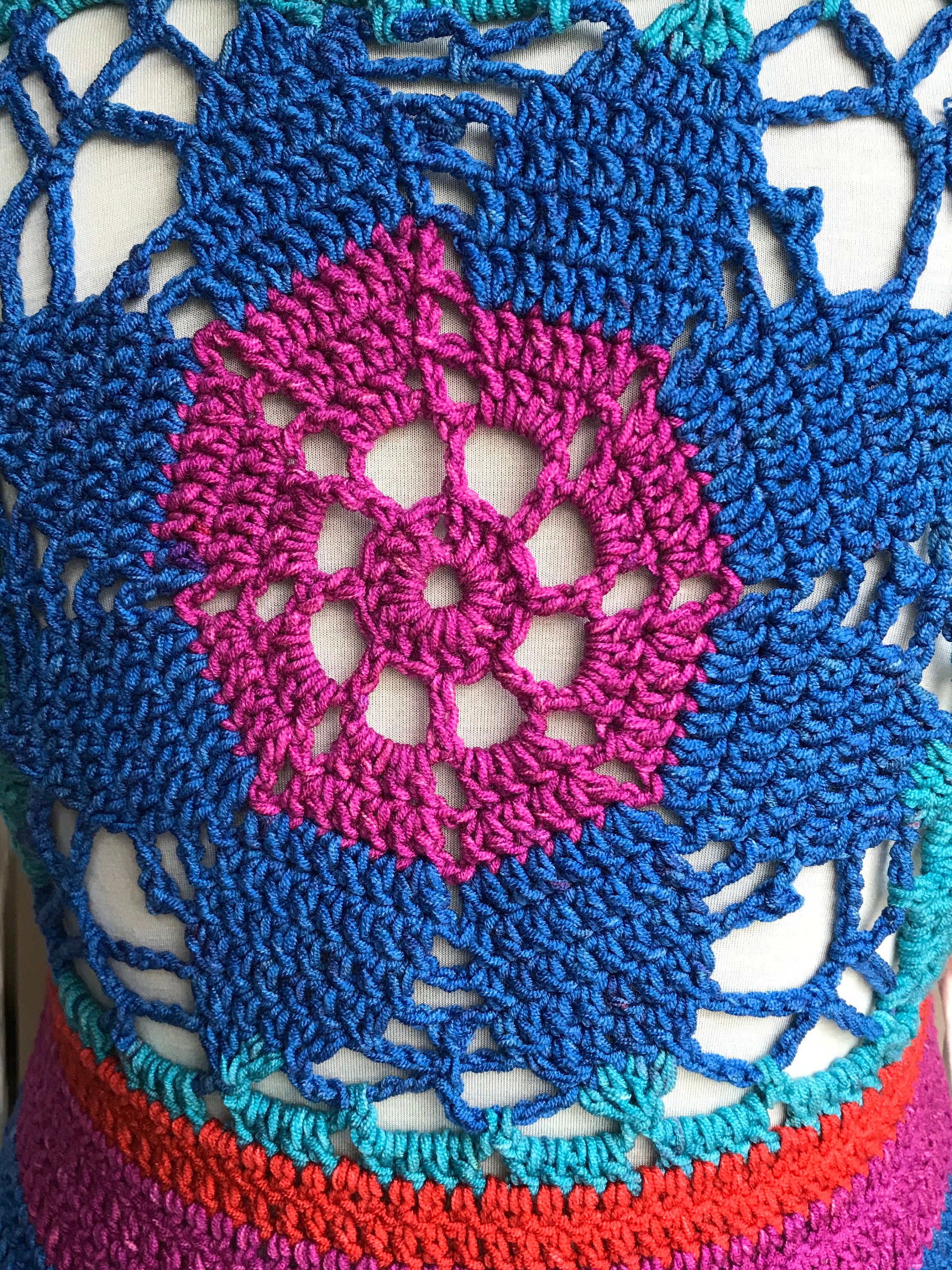 Mandala Dreamcatcher Vest Jacket Top Crochet Rainbow Large - Etsy