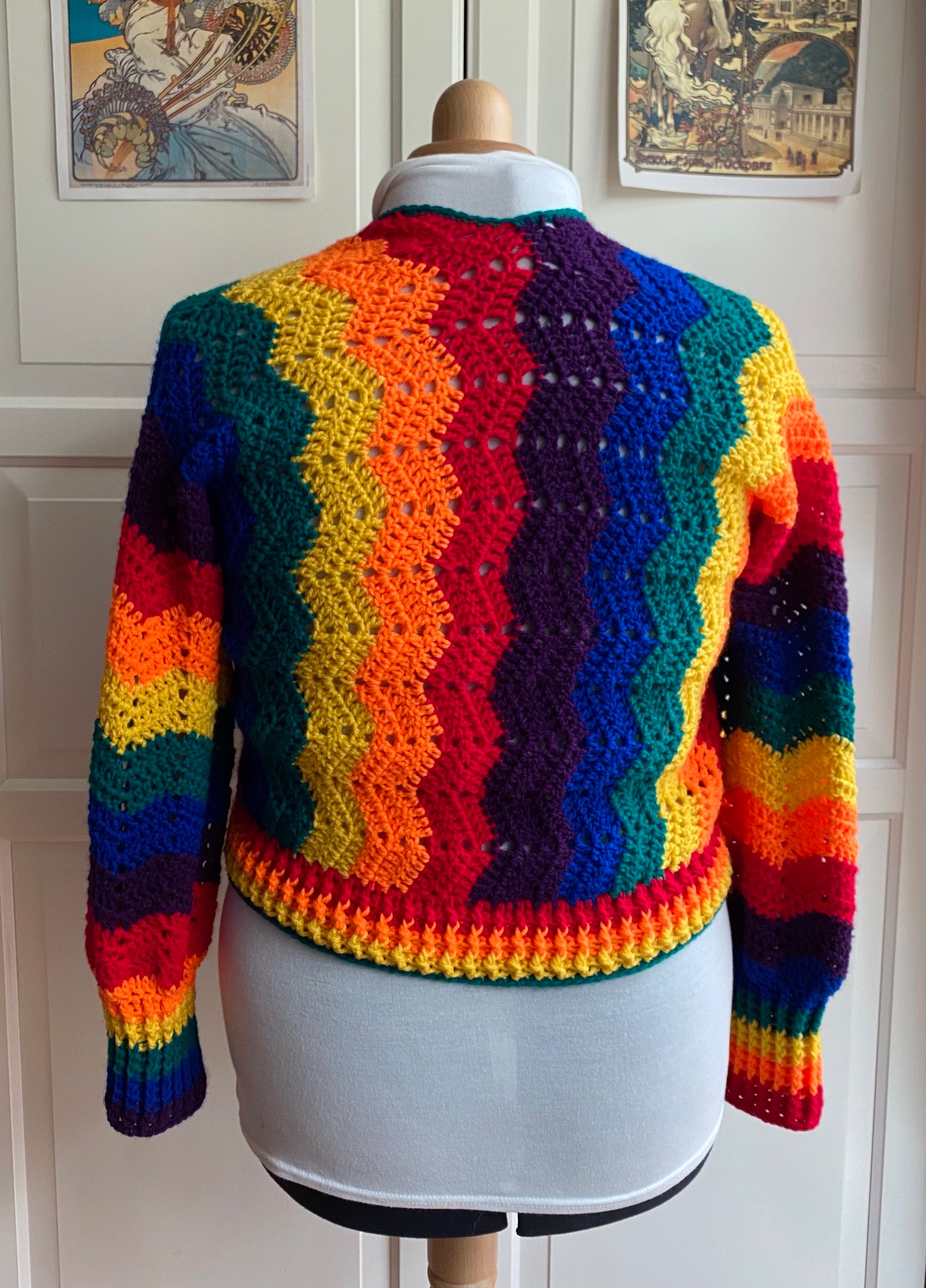 Ripple Crochet Rainbow Jacket Cardigan Medium Large - Etsy