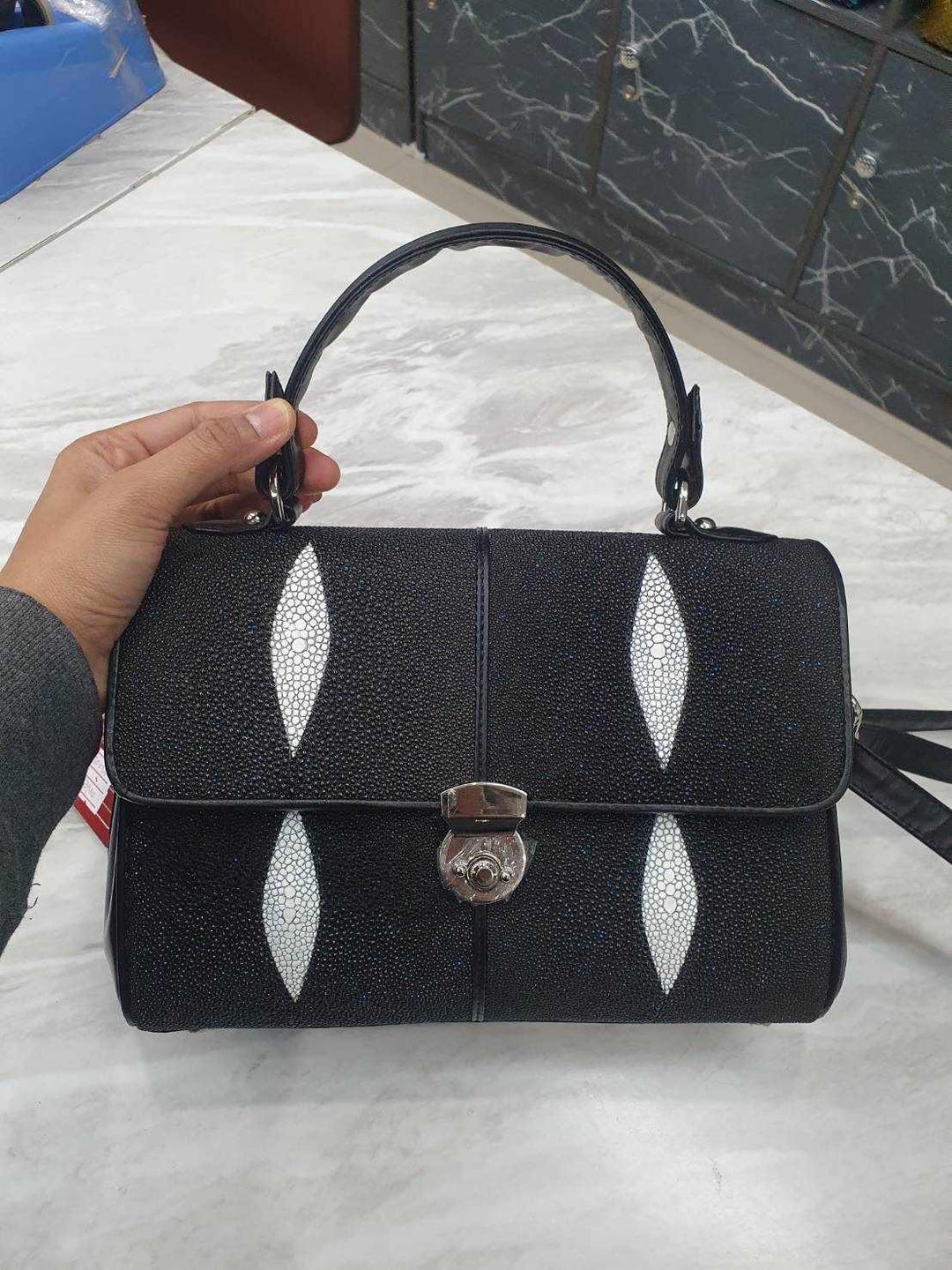 Genuine Stingray Leather Handbag Shoulder Bag Perfect for Ladies Carry ...