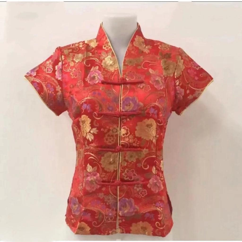 Chinese Collar Women's Shirt With Plum Blossom Pattern for Chinese New ...