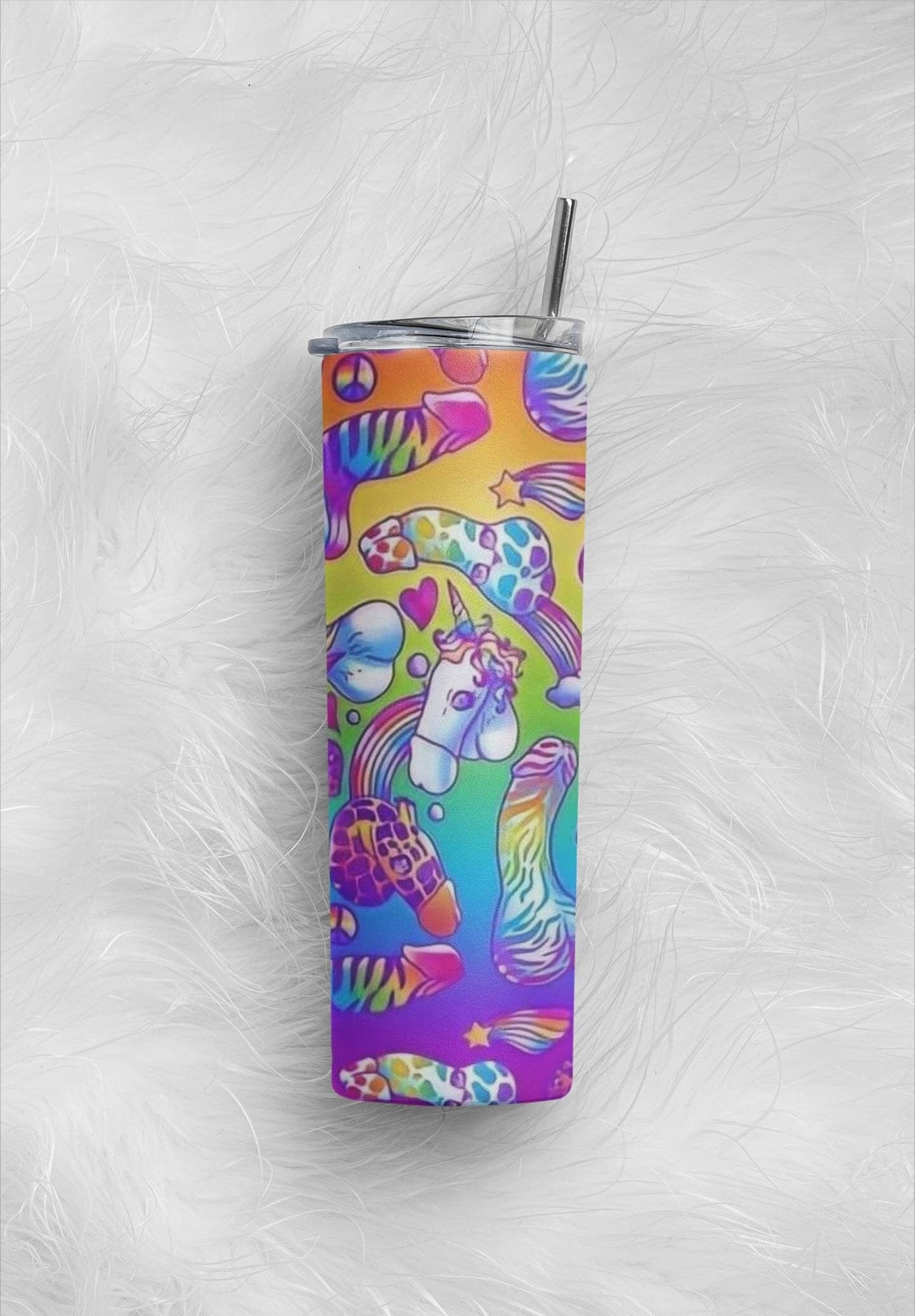 Rainbow Inappropriate Adult Penis Lisa 20oz or 30oz Skinny Tumbler ...
