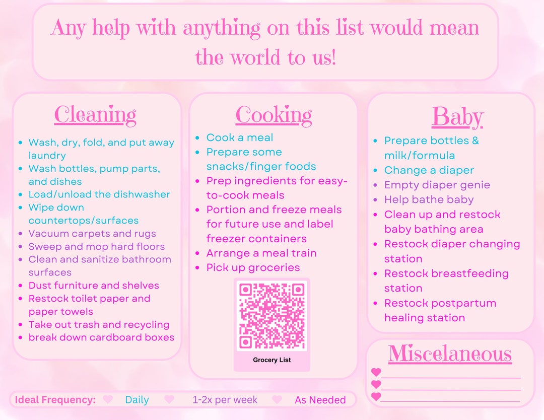 Postpartum Friends and Family Help List - Etsy