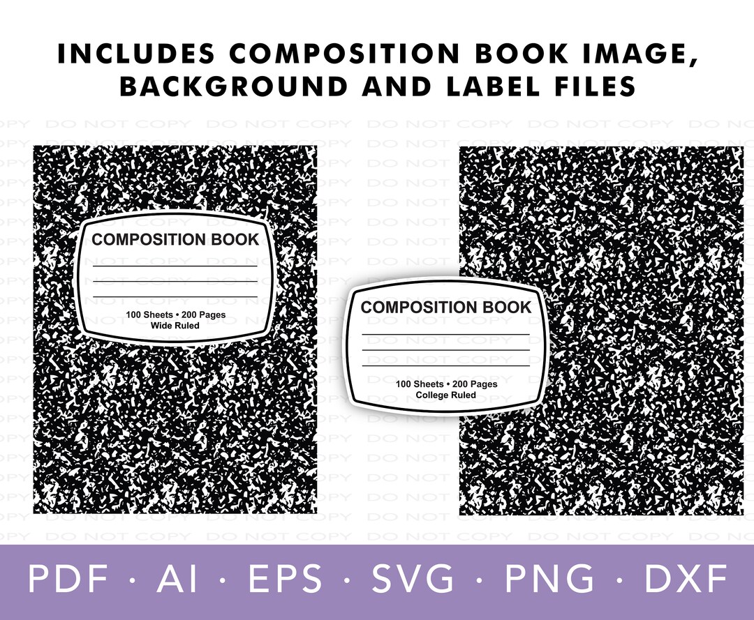 Composition Book SVG | Composition Book Cover | Notebook Template - Etsy
