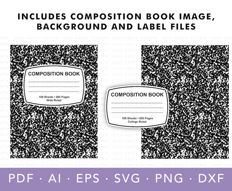 Composition Book SVG | Composition Book Cover | Notebook Template - Etsy