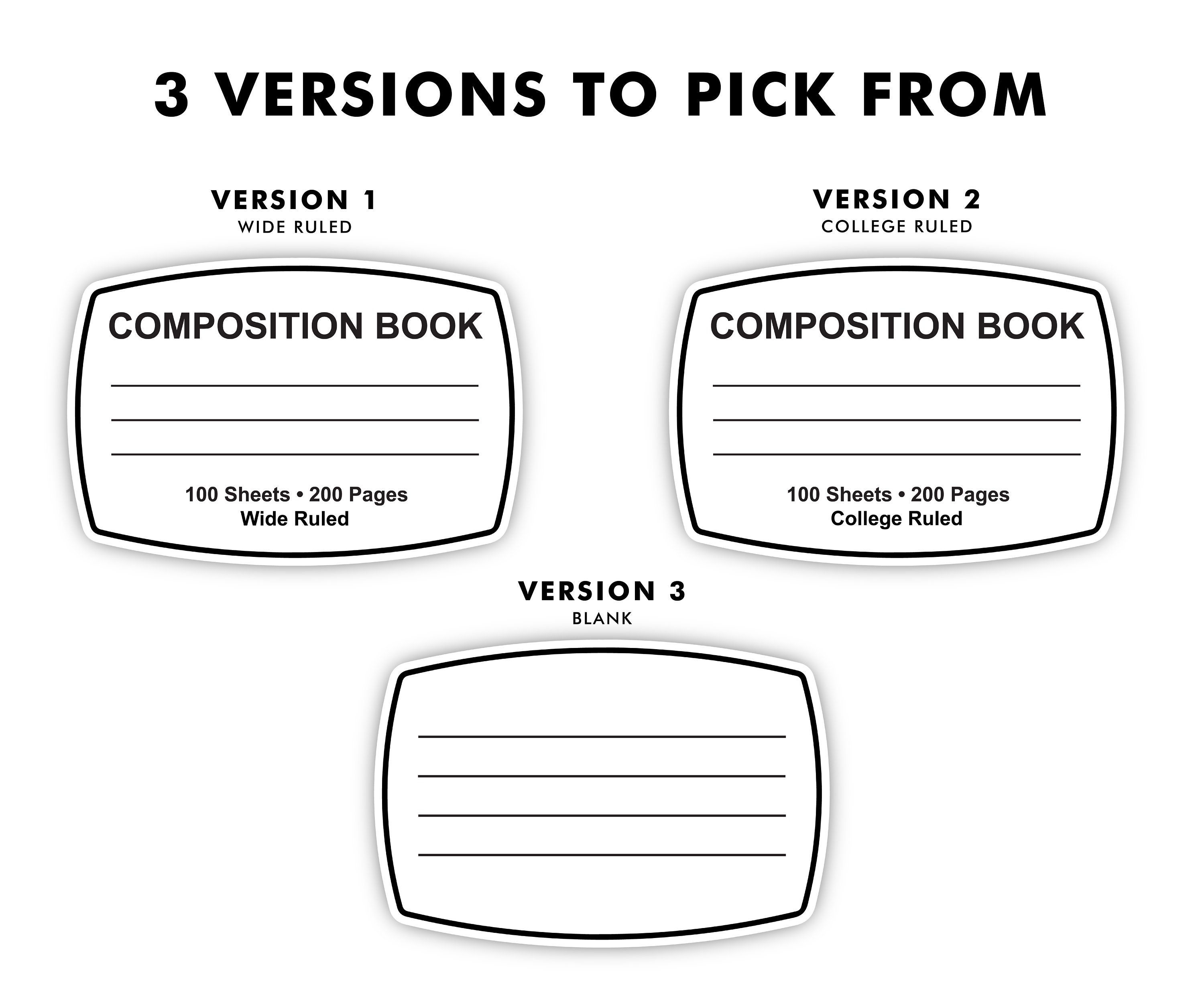 Composition Book Svg | Composition Book Cover | Notebook Template - Etsy