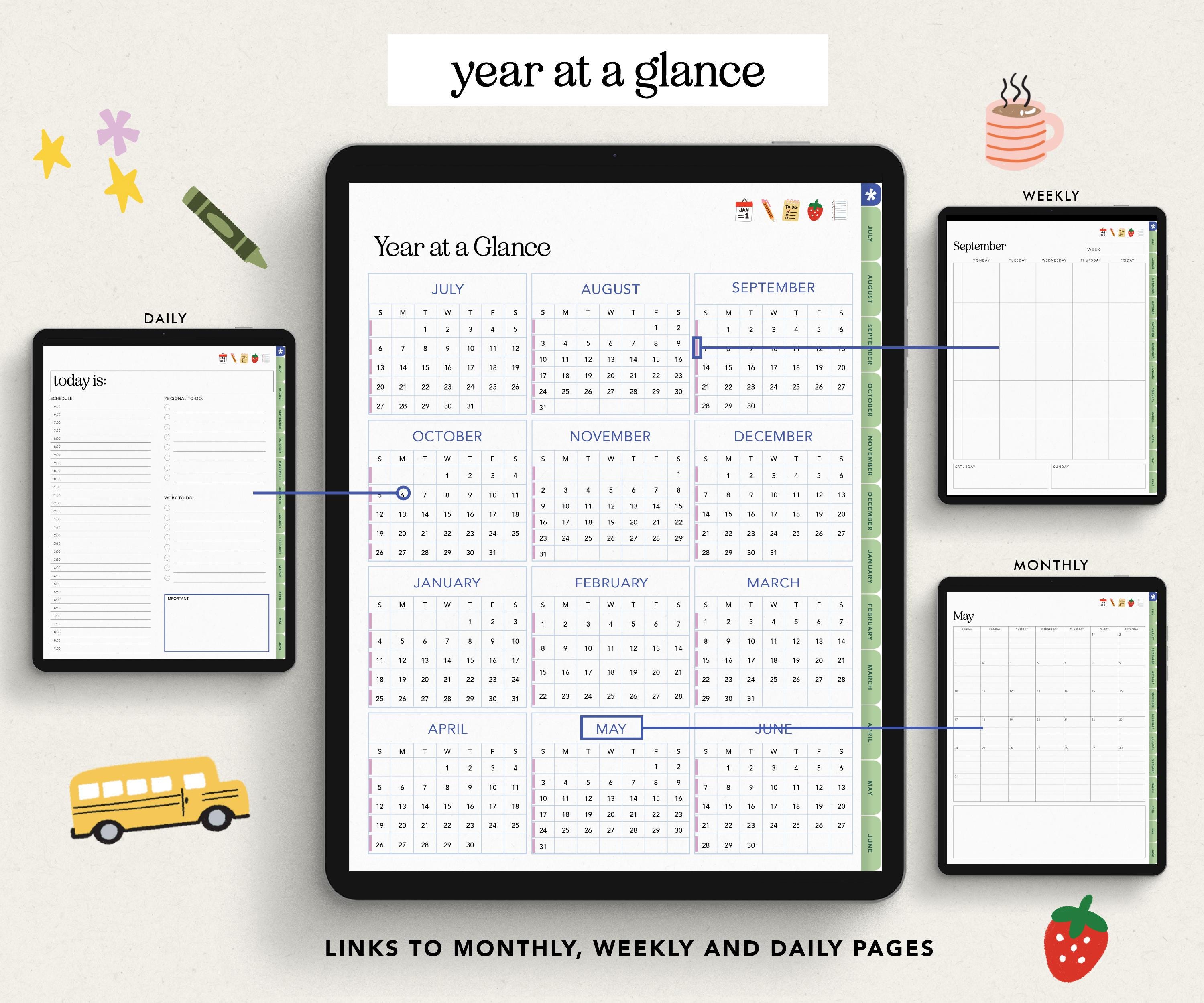 Teacher Digital Planner 2025-2026 | Goodnotes | Monthly Digital Planner ...