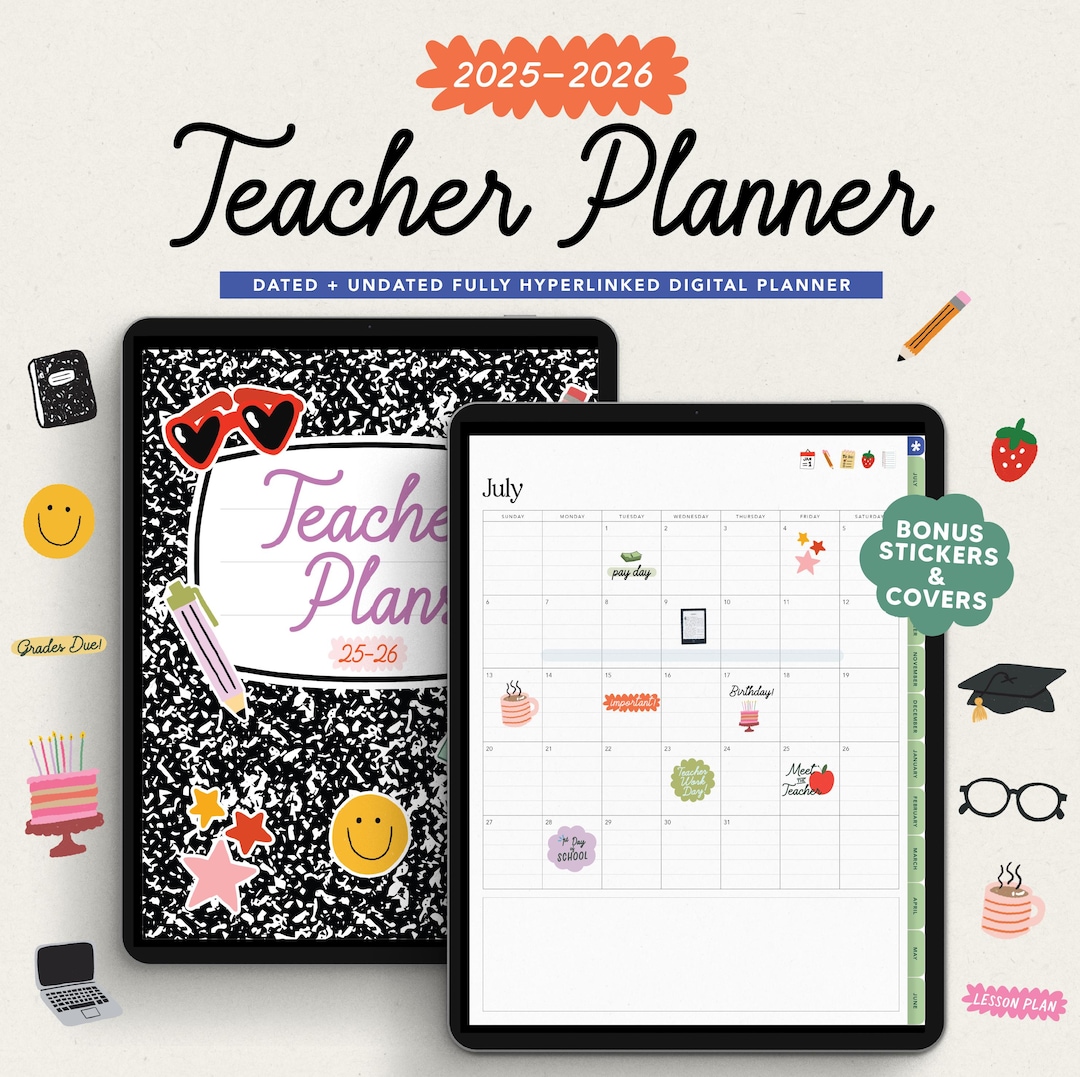 Teacher Digital Planner 2025-2026 | Goodnotes | Monthly Digital Planner ...