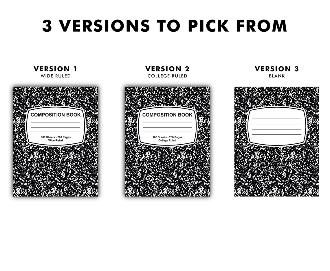 Composition Book SVG | Composition Book Cover | Notebook Template - Etsy