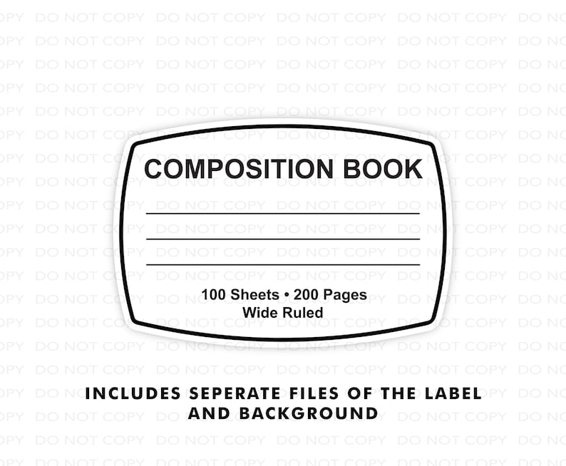 Composition Book SVG | Composition Book Cover | Notebook Template - Etsy