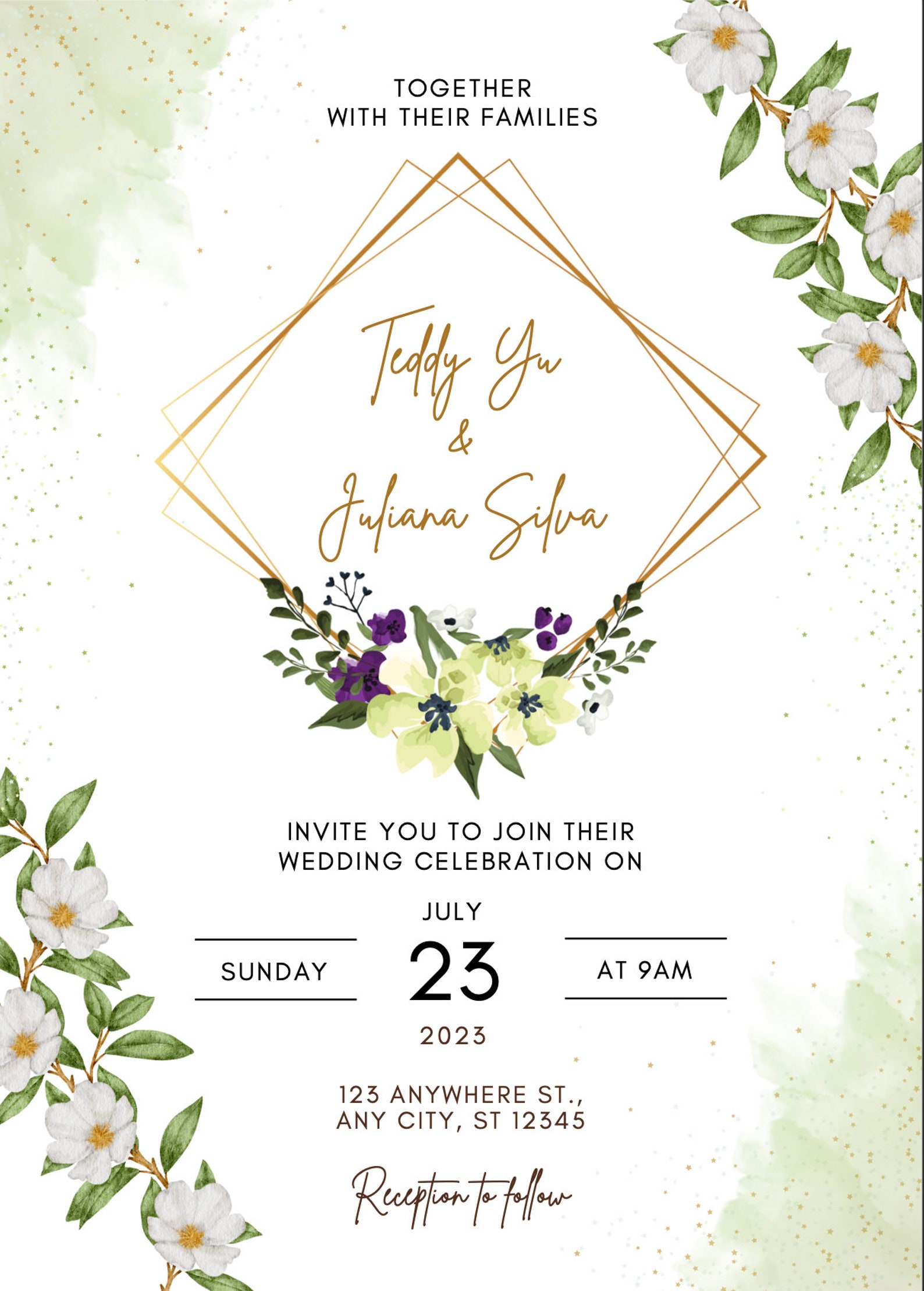 Digital Elegant Personalised Wedding Invitation - Etsy