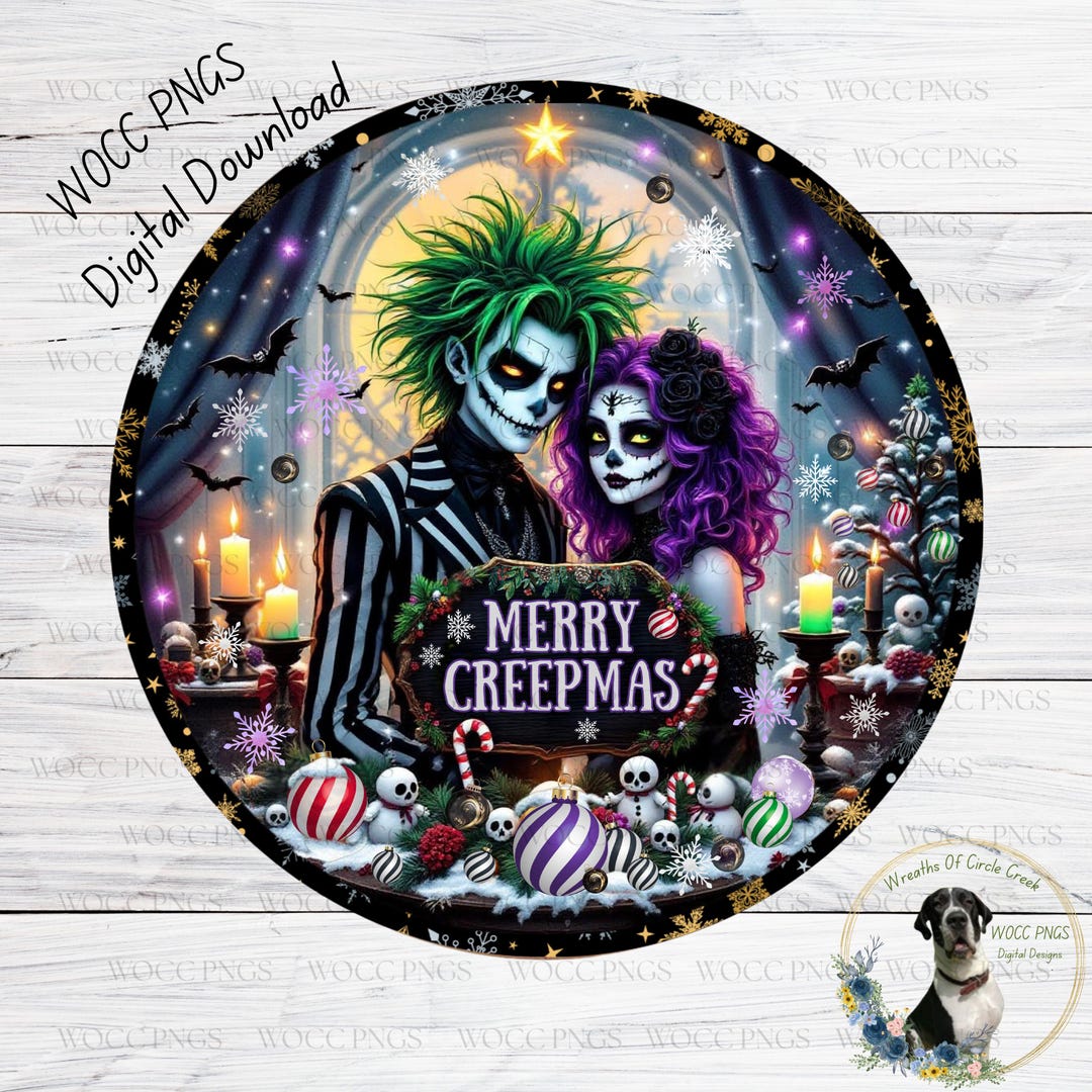 Merry Creepmas PNG | Gothic Christmas Skeleton Couple Digital Download ...