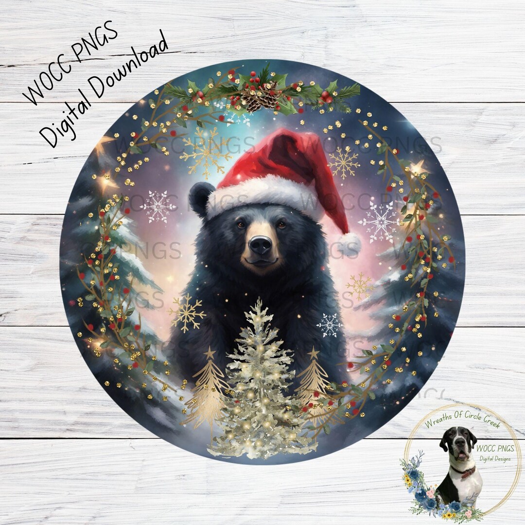 Christmas Black Bear, Christmas in the Smokies, PNG, Sublimation ...