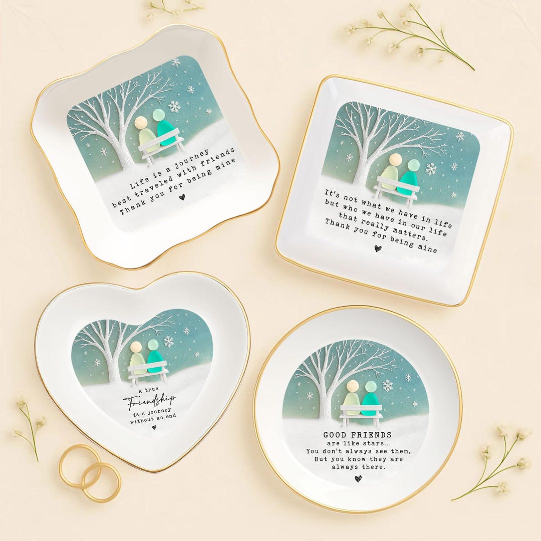 2D Flat Custom Friendship Sea Glass Ceramic Jewelry Tray Christmas Gift ...
