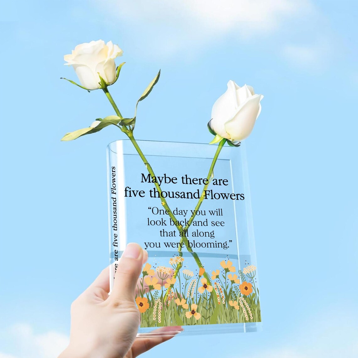 Book Shaped Flower Vase Blooming Acrylic Book Vase Book Themed Decor ...