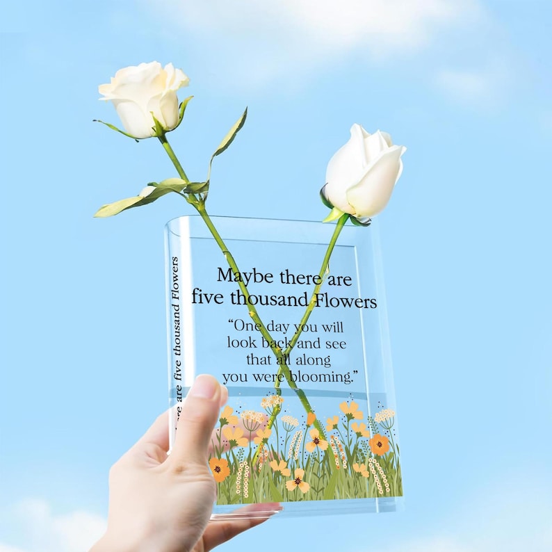 Book Shaped Flower Vase Blooming Acrylic Book Vase Book Themed Decor ...