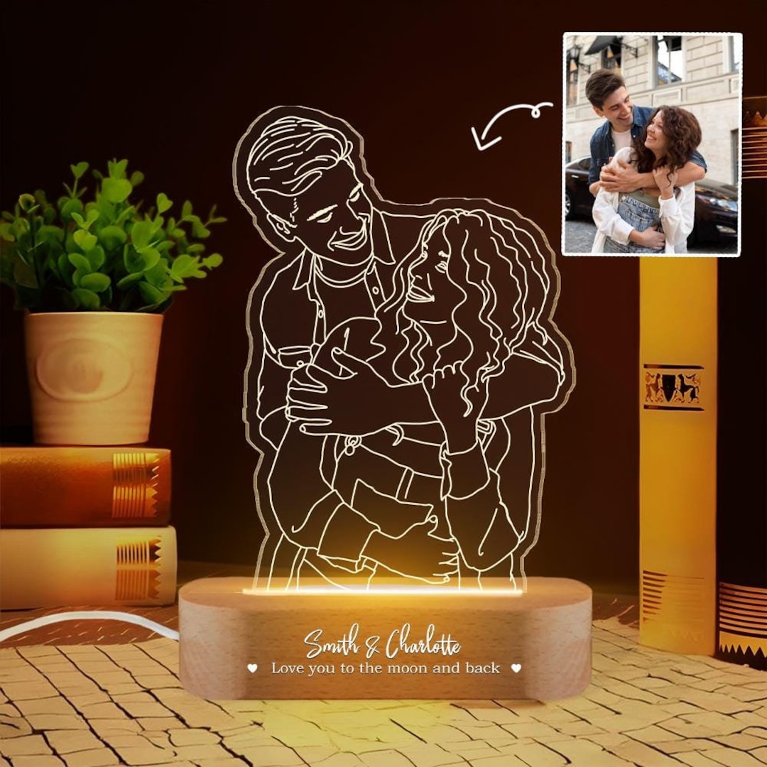 Personalized 3D Photo Lamp, Custom Picture Night Light, Line Art Photo ...
