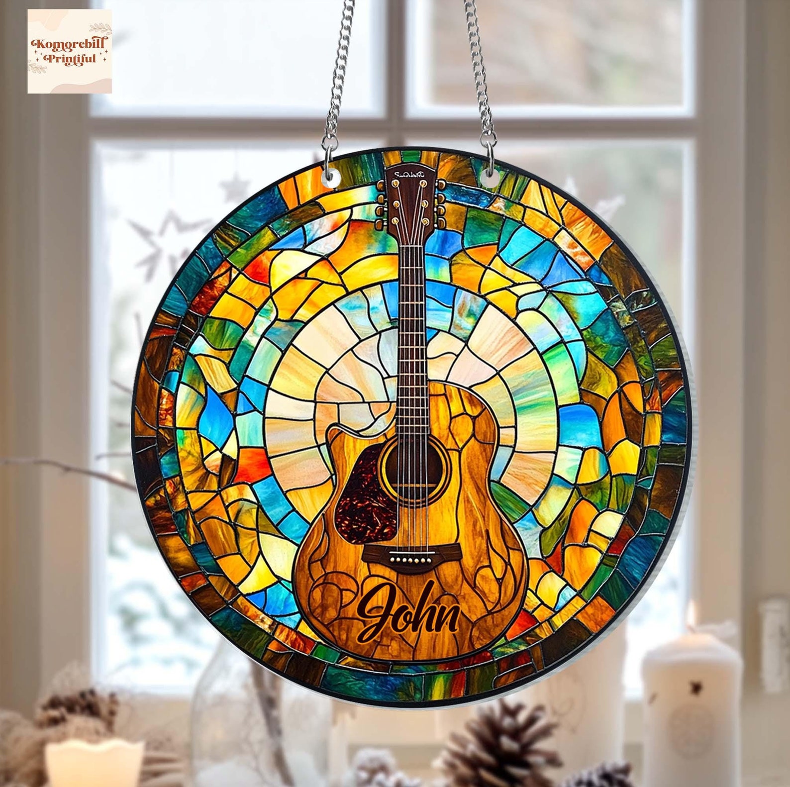 Personalized Guitar Window Hanging Ornament, Musical Instrument ACRYLIC ...