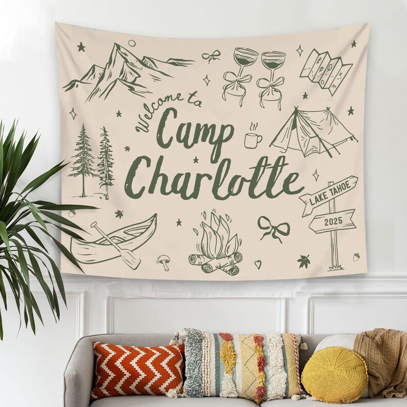 Custom Camp Bach Banner, Camp Bachelorette Decor, Camp Bach Sign, Lake ...