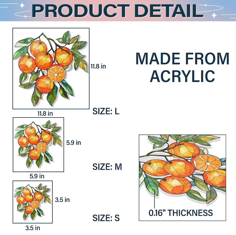 Oranges Acrylic Suncatcher, Fancy Oranges Summer Vibes Window Decor ...