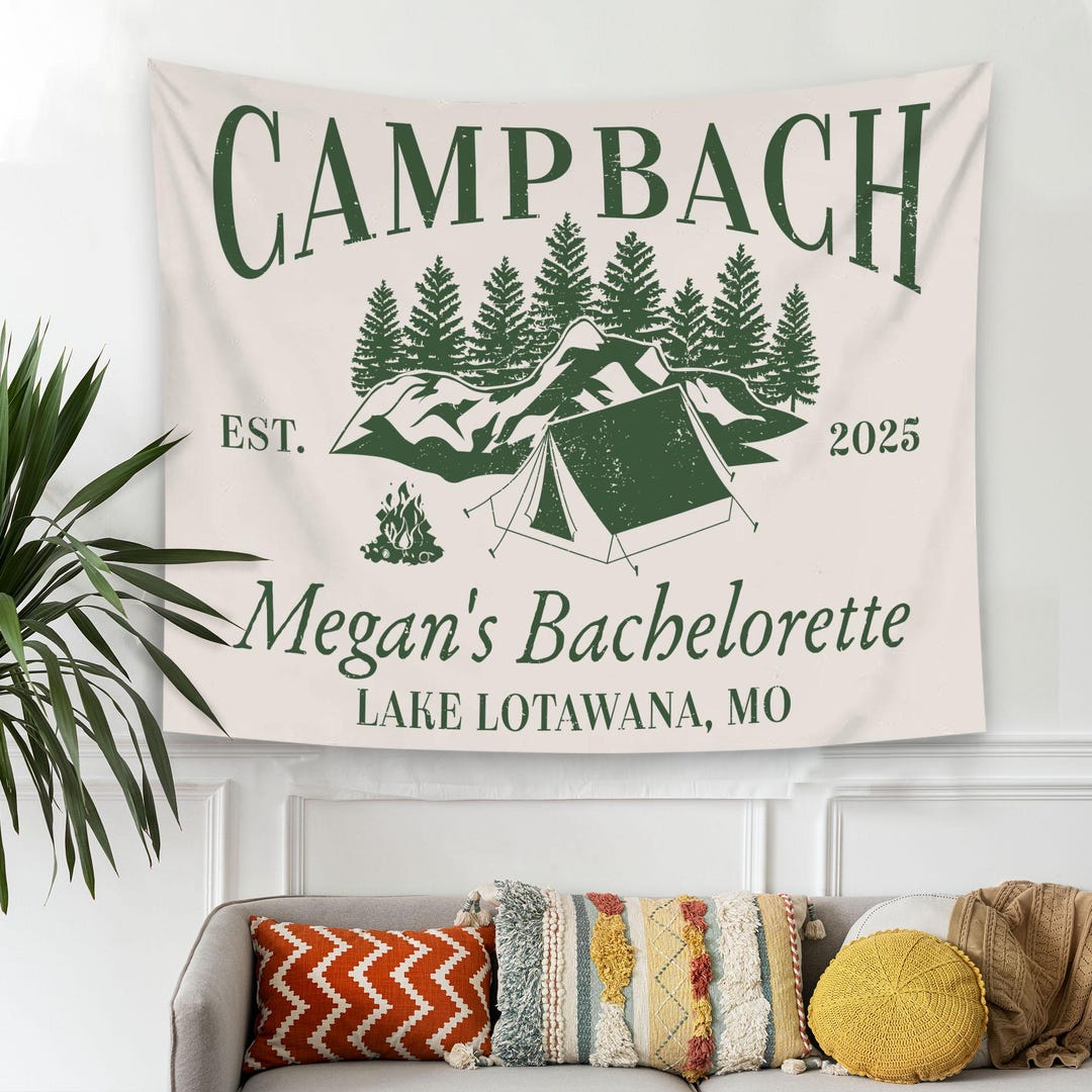 Custom Camp Bach Banner, Camp Bachelorette Decor, Camp Bach Sign, Lake ...