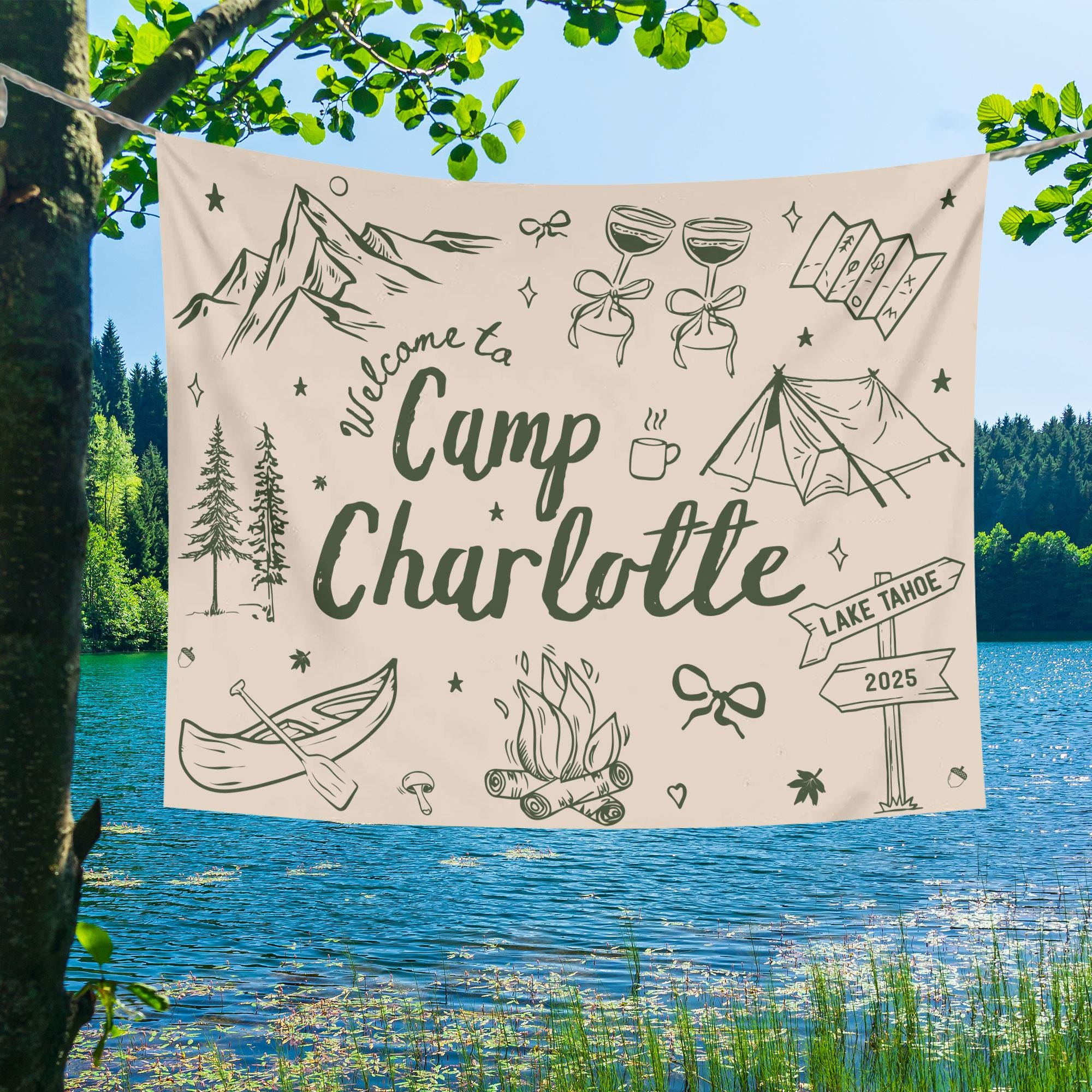 Custom Camp Bach Banner, Camp Bachelorette Decor, Camp Bach Sign, Lake ...