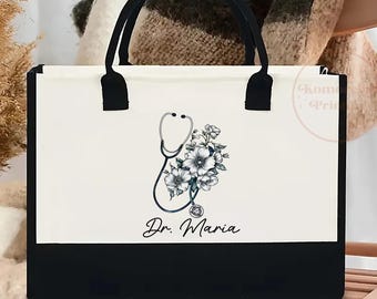 Floral Stethoscope Tote Bag, Reusable Tote Bag, Gift for Nurse, Nurse ...