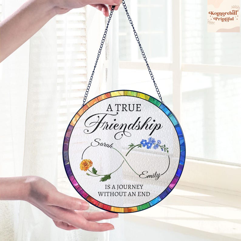 Best Friends Stained Glass Suncatcher, Personalized Best Friend Birth ...