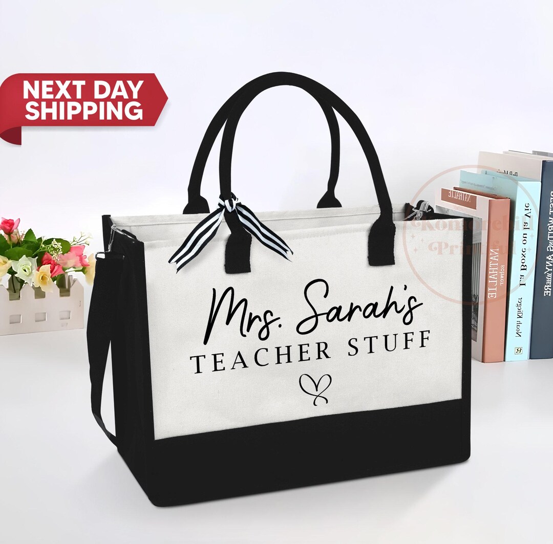 Personalised Teacher Bag, Custom Teacher Stuff Bag, Teacher Tote Bag ...