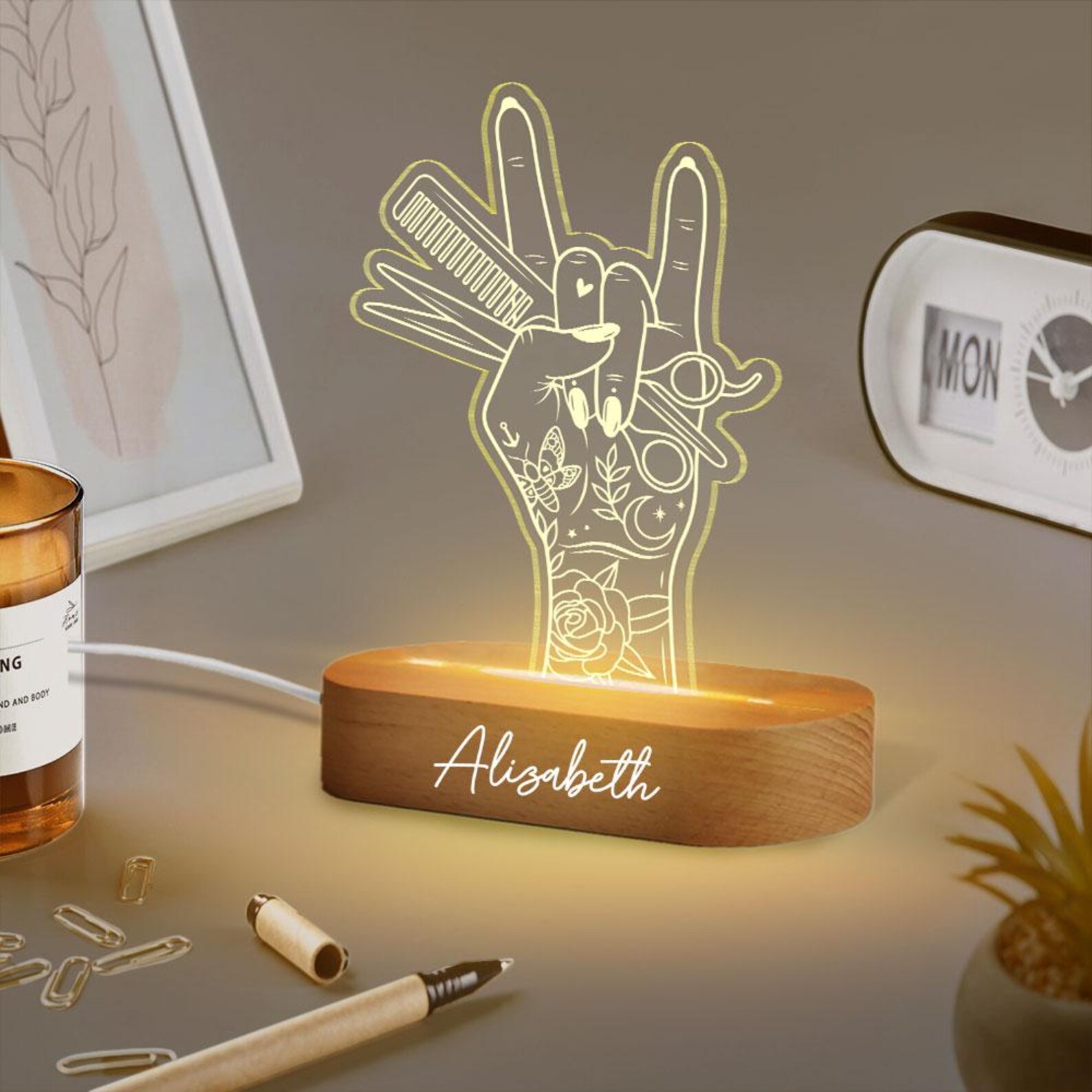 Hairstylist Hairdresser Night Light, Custom Hair Dresser Sign ...