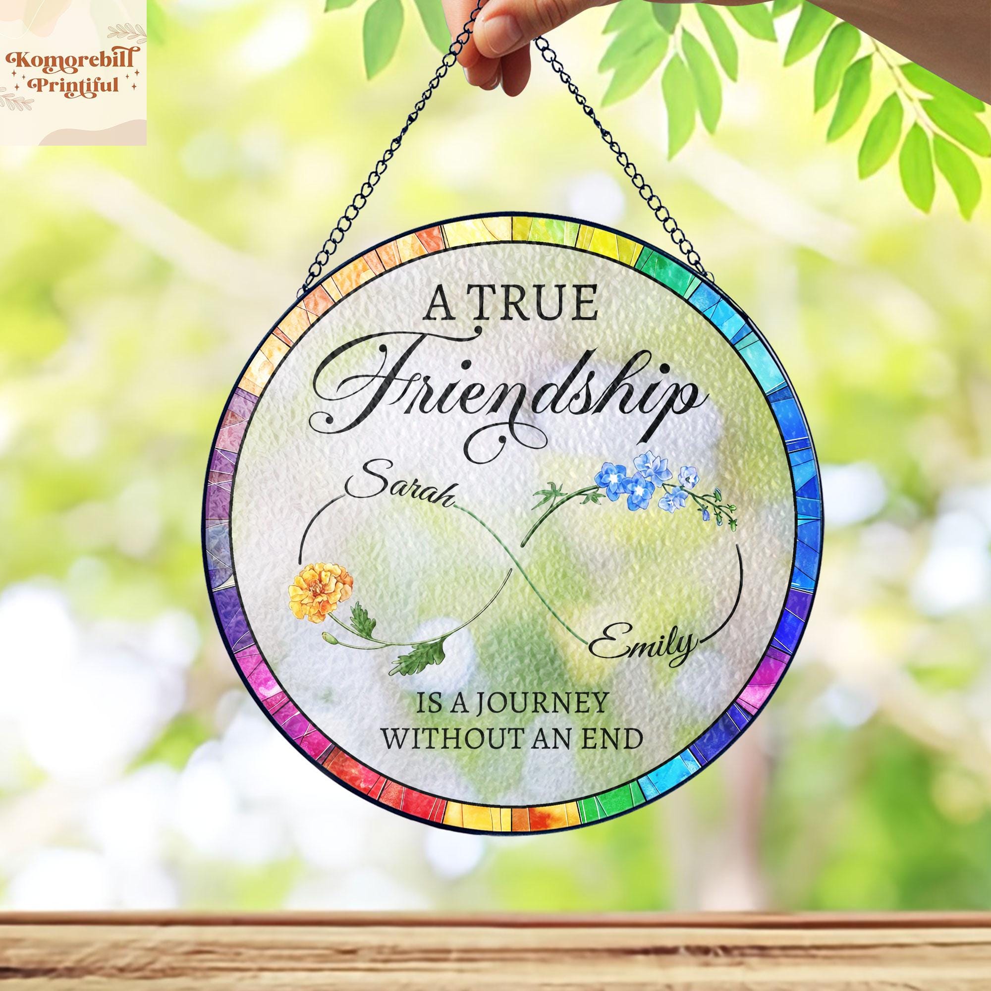 Best Friends Stained Glass Suncatcher, Personalized Best Friend Birth ...