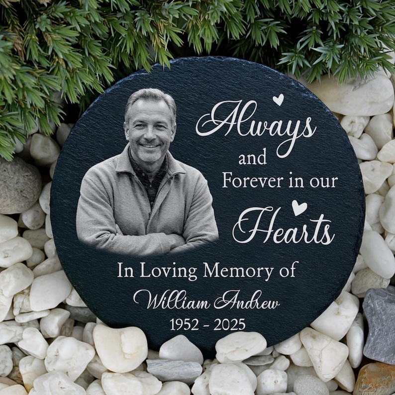 Custom Photo Memorial Garden Stone for Loved Ones, Custom Heart or ...