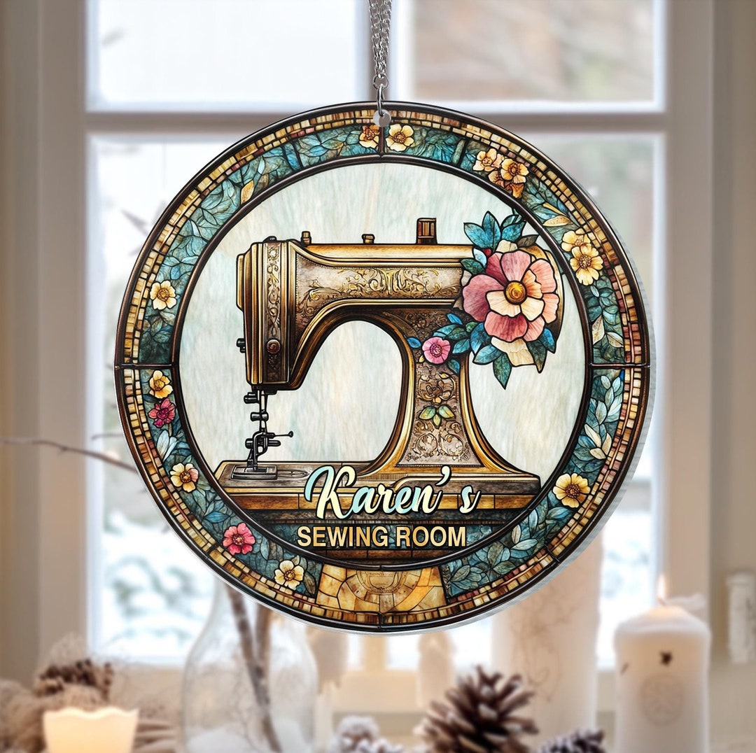 Sewing Machine Suncatcher Acrylic Window Hanging, Sewing Room Decor ...