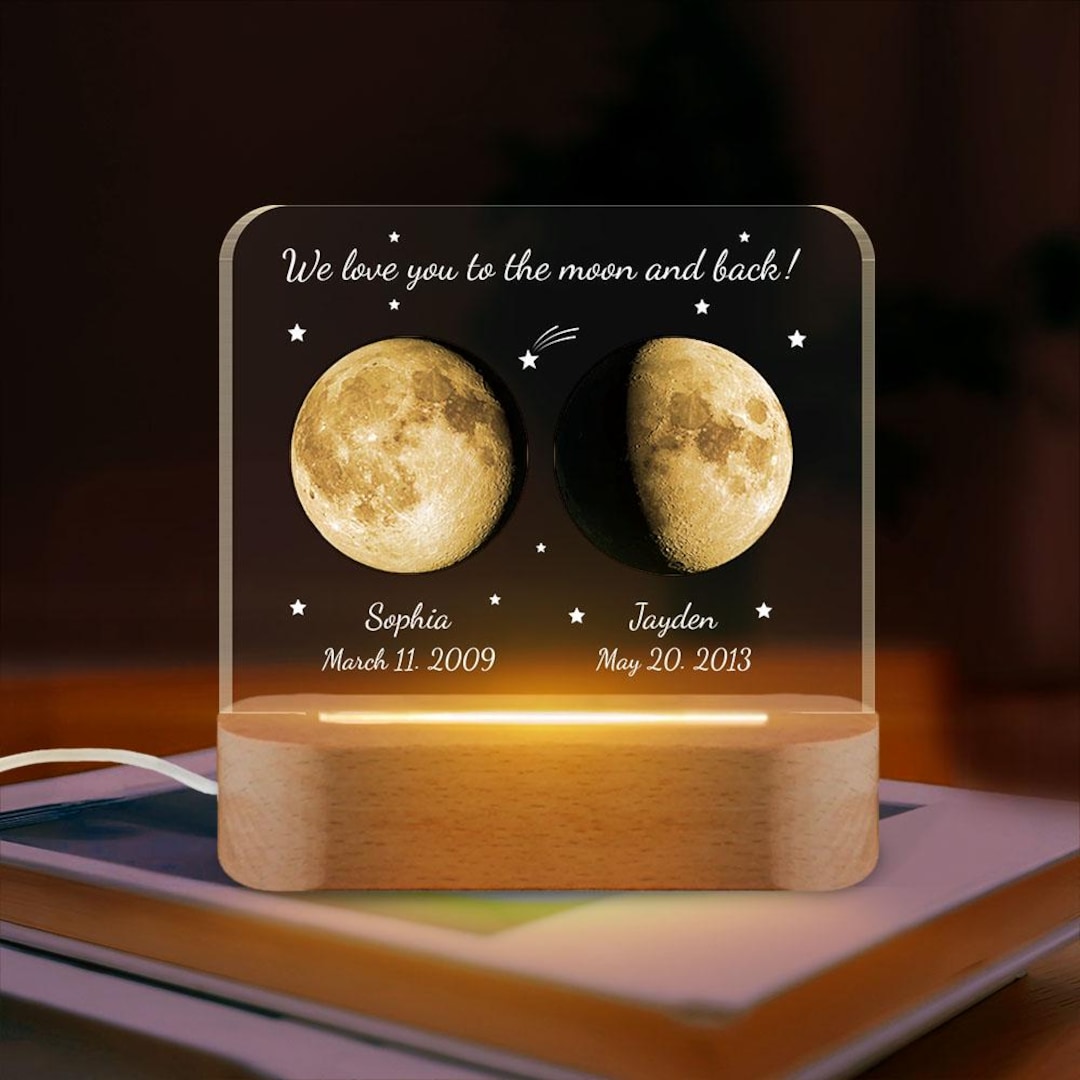 Personalized Moons Phase With Kids Names, Custom Moons Phase Night ...