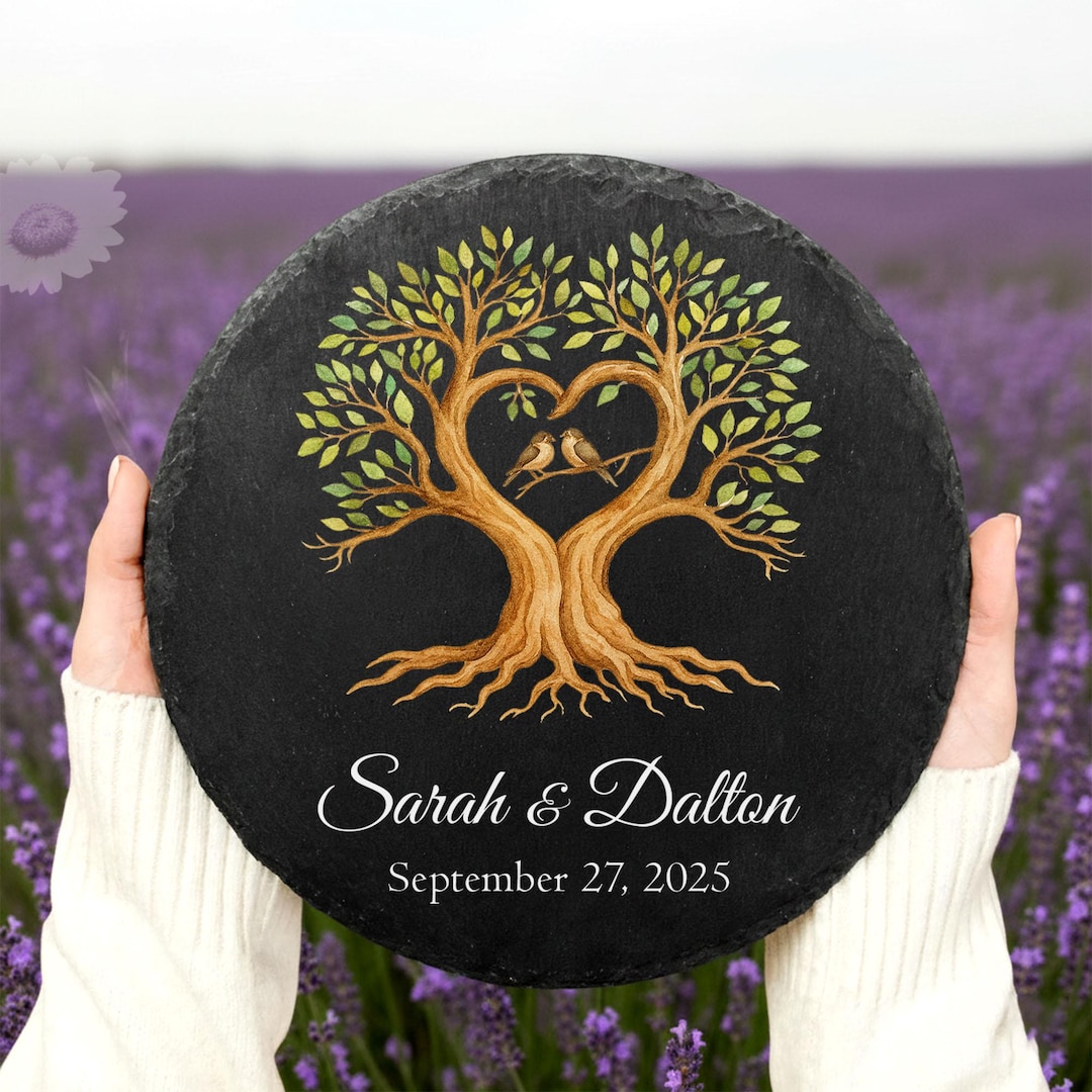 Personalized Garden Stone With Love Tree, Couples Garden Stone, Wedding ...