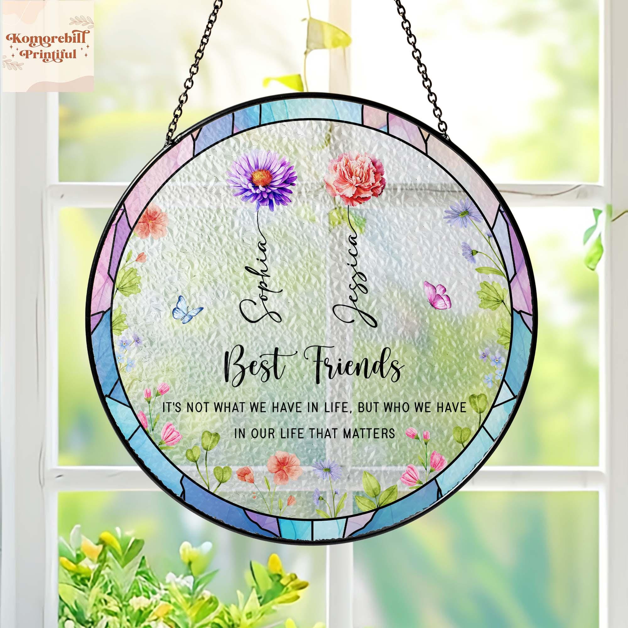Best Friends Stained Glass Suncatcher, Personalized Best Friend Birth ...