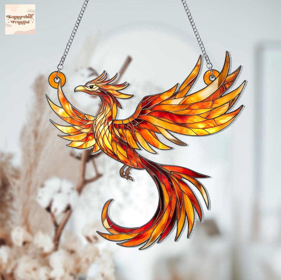 Phoenix ACRYLIC Window Hanging, Phoenix Suncatcher, Halloween Home ...