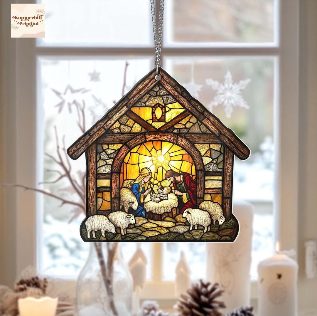 Nativity Catholic Suncatcher Ornament Nativity Religious Acrylic Window ...