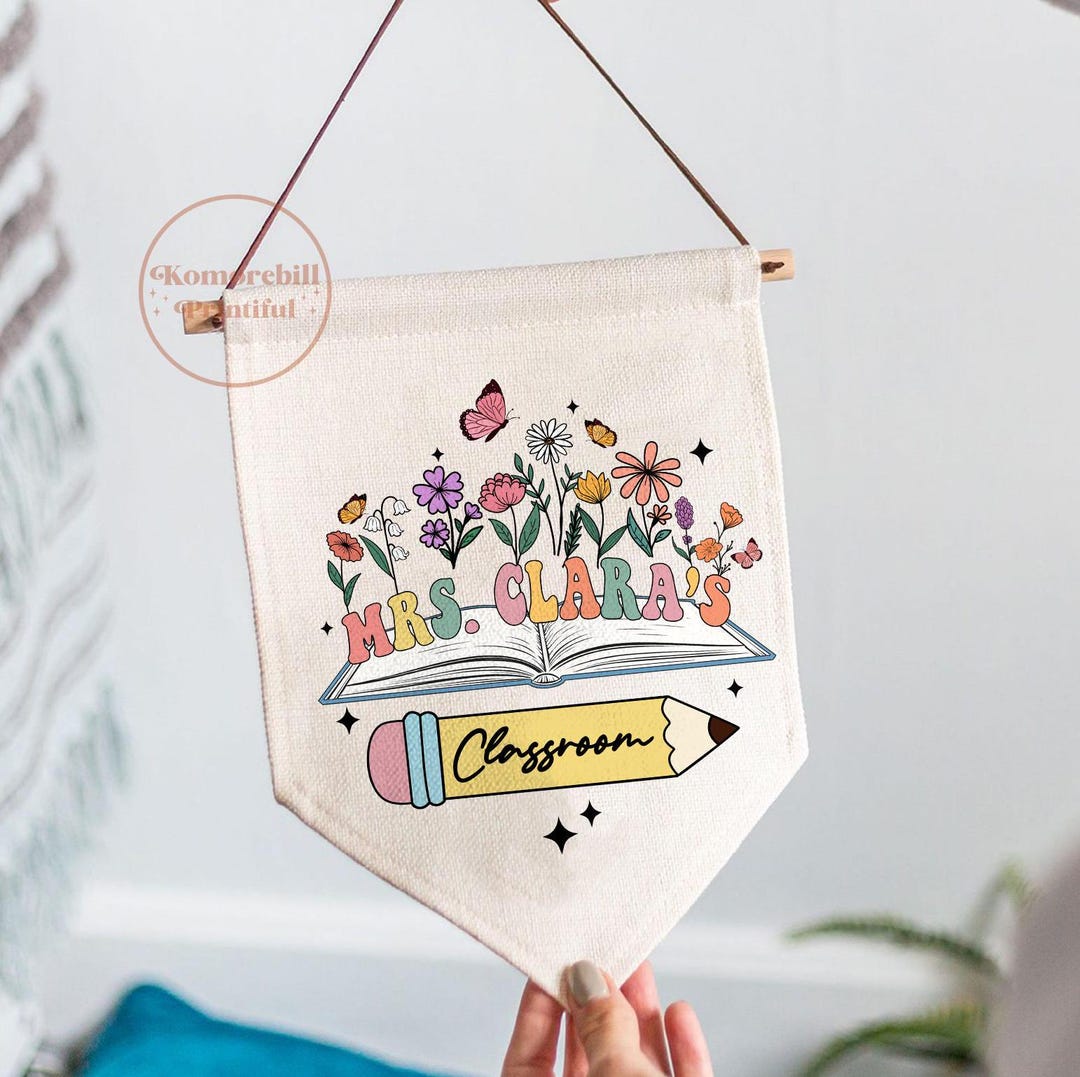 Personalized Teacher Pennant Flag, Teacher Gifts, Back to School ...