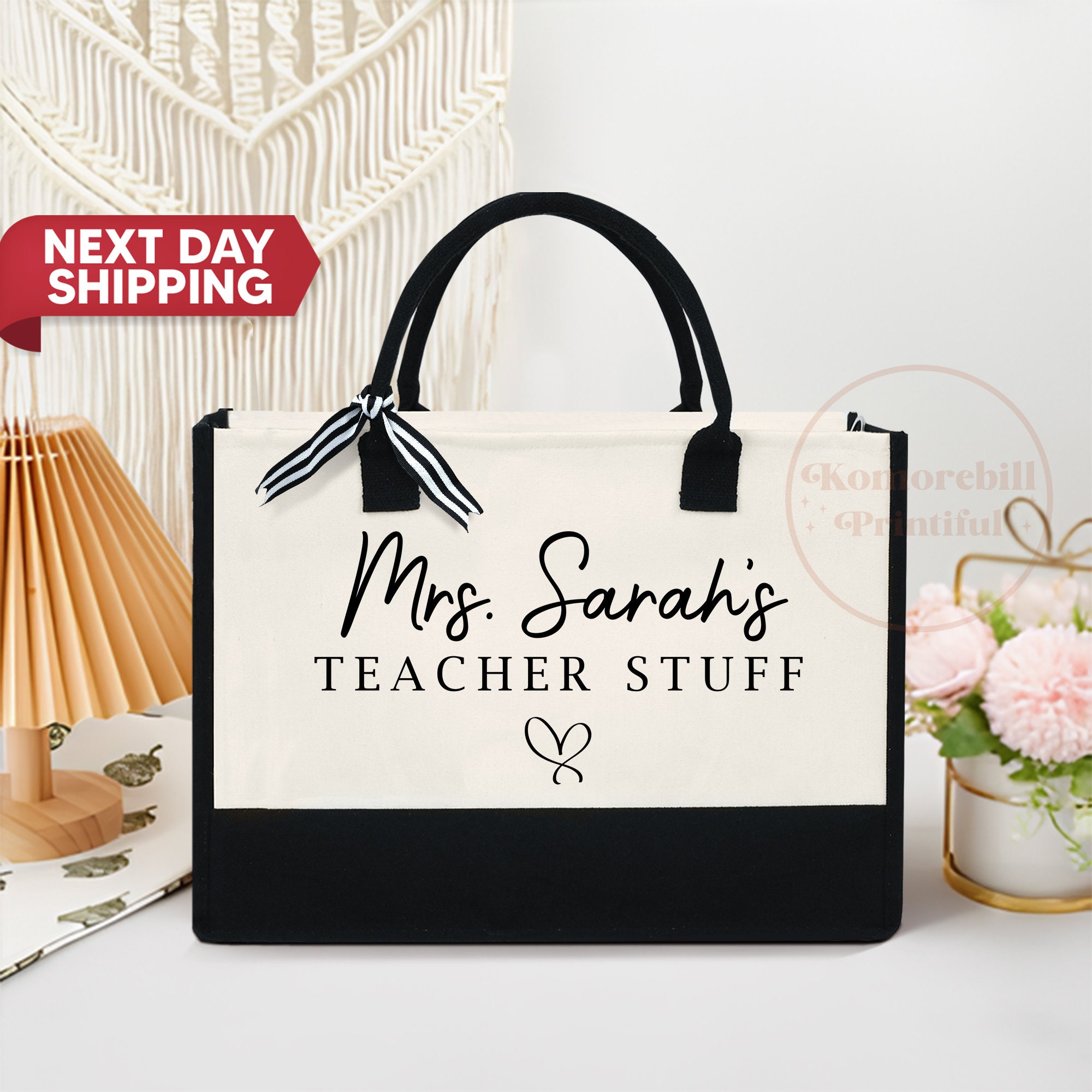Personalised Teacher Bag, Custom Teacher Stuff Bag, Teacher Tote Bag ...