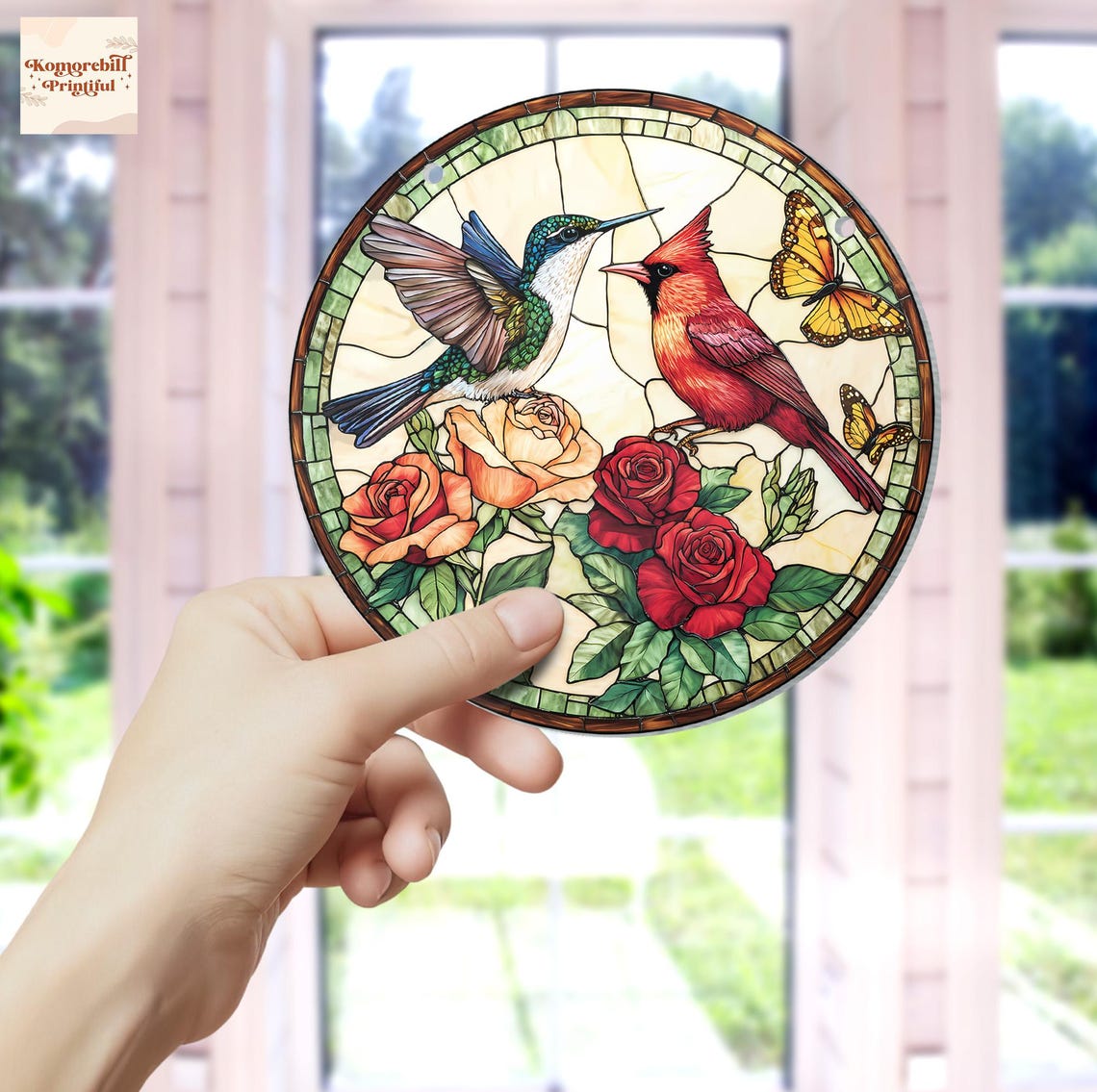 Flying Cardinal Hummingbird Acrylic Window Hanging, Cardinal Lovers ...