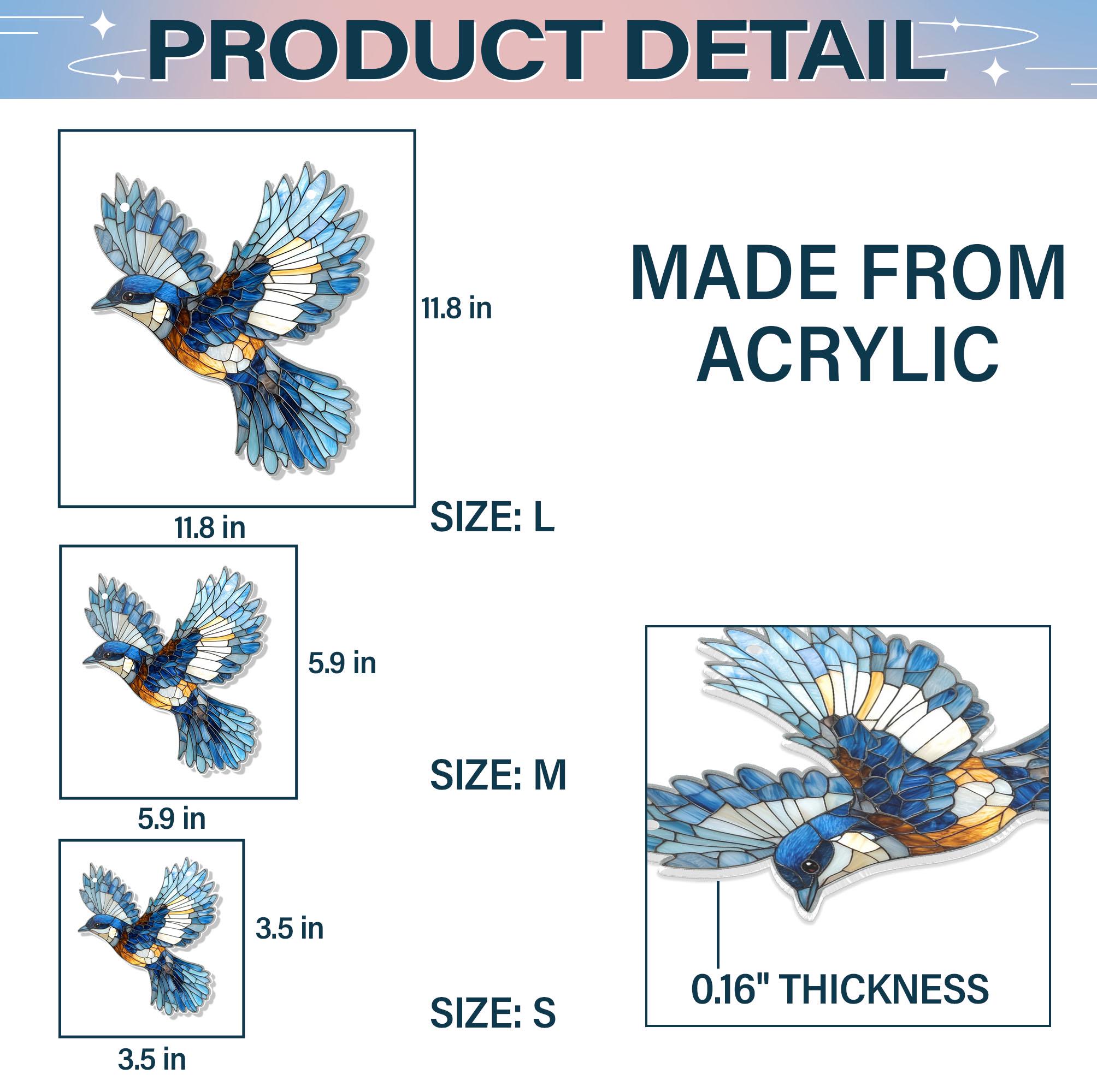 Bluebird ACRYLIC Suncatcher Window Hanging, Bluebird Ornament, Birds ...