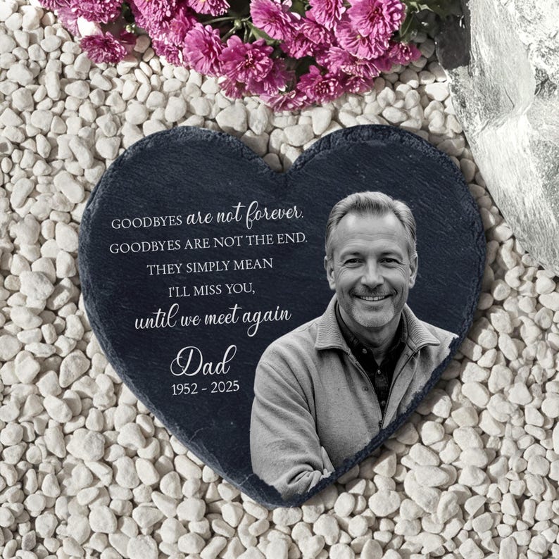 Custom Photo Memorial Garden Stone for Loved Ones, Custom Heart or ...