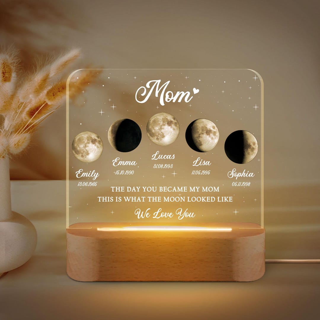 Personalized Moons Phase With Kids Names, Custom Moons Phase Night ...