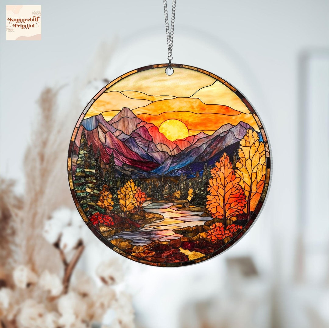 Mountain Range Acrylic Window Hanging Decor Gift for Mothers, Acrylic ...